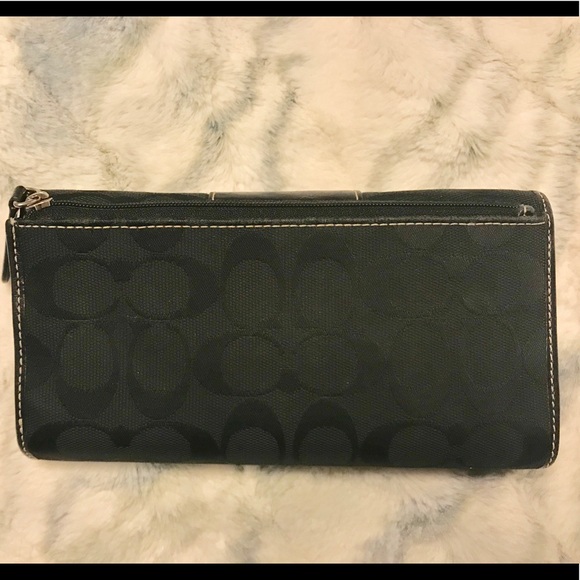Coach | Bags | Coach Large Black Signature Wallet Checkbook | Poshmark
